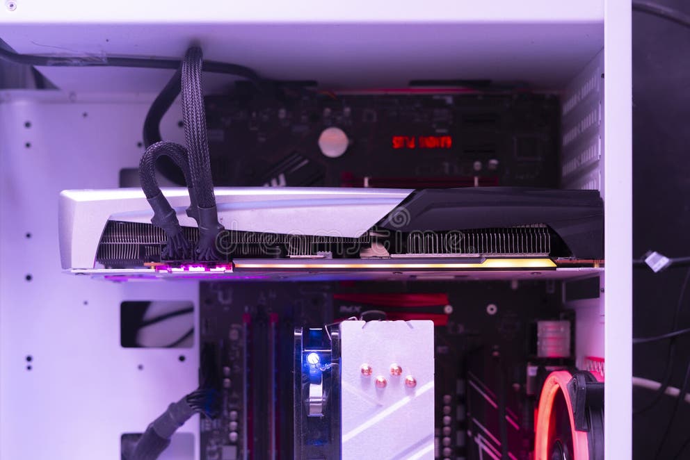 A Close Up Video Graphics Card Inserted in the Computer Stock Image ...