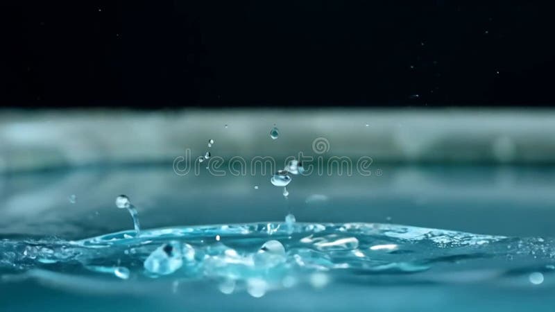 A Close-up Video of a Water Drop Falling into a Pool of Water. the Drop ...