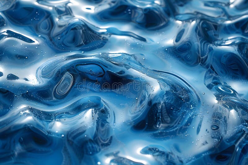 Close-Up View of Abstract Blue Swirling Liquid Patterns Generative AI ...