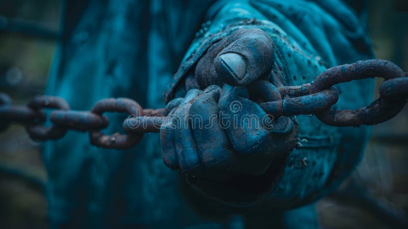 Close Up View of Abstract Human Hand Breaking Chain Links Stock Image ...
