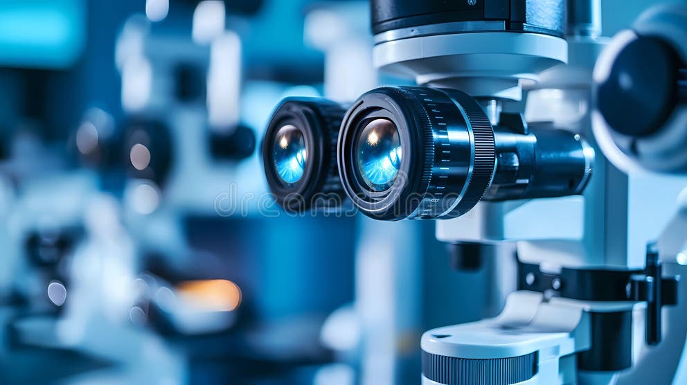 Close-up View of Advanced Laboratory Microscopes Showcasing Intricate ...