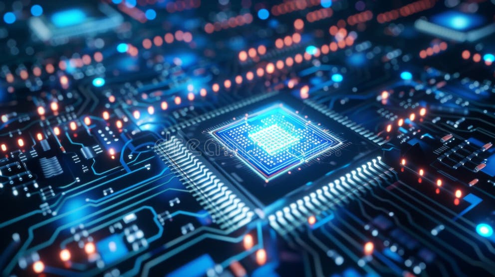 Close-up View of Advanced Microprocessor on Circuit Board Stock Image ...