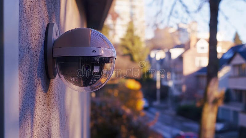 Close-up View of Advanced Outdoor Security Camera Mounted To Wall in ...