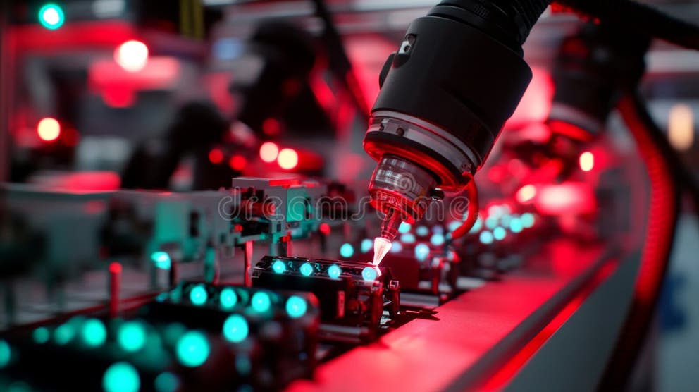 Close-up View of Advanced Robotic Technology in a High-tech Environment ...