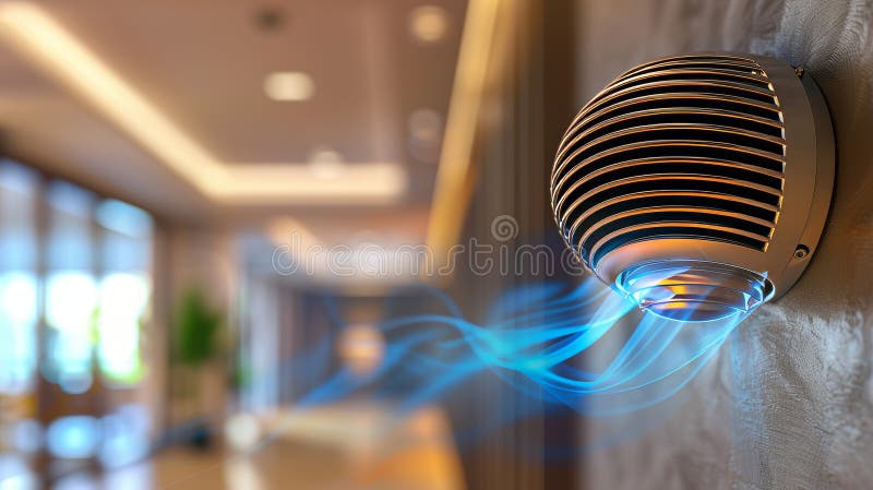 Close Up View of Air Vent on Home Wall Releasing Refreshing Cool Air in ...