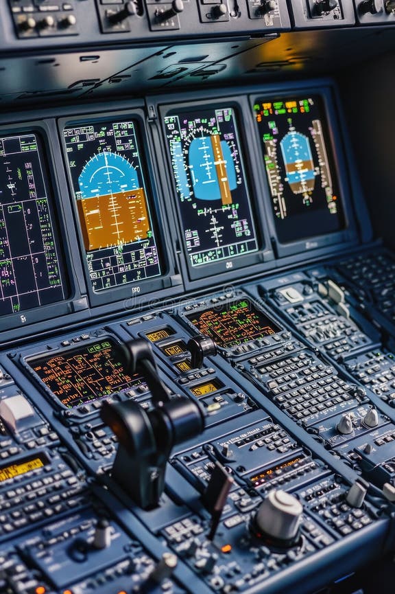 A Close-up View of an Airplane S Control Panel, Featuring Various ...