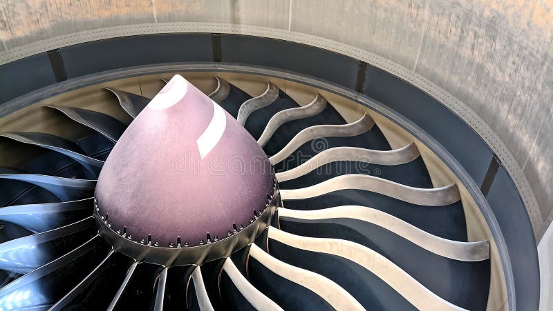 Close-up View of an Airplane Turbofan Engine Fan Blade Stock Image ...
