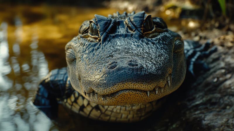 A Close-up View of an Alligator S Head and Snout Underwater Stock Photo ...