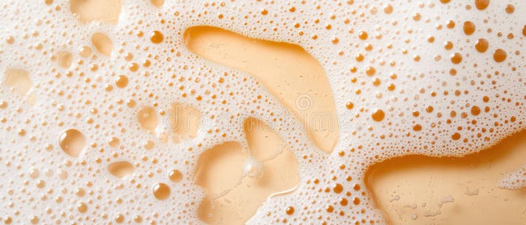 Close Up View of Amber Liquid and Frothy Bubbles. Details of Craft ...