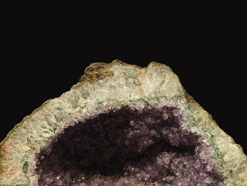 Close-Up View of Amethyst Quartz in Geode on Dark Background Stock ...
