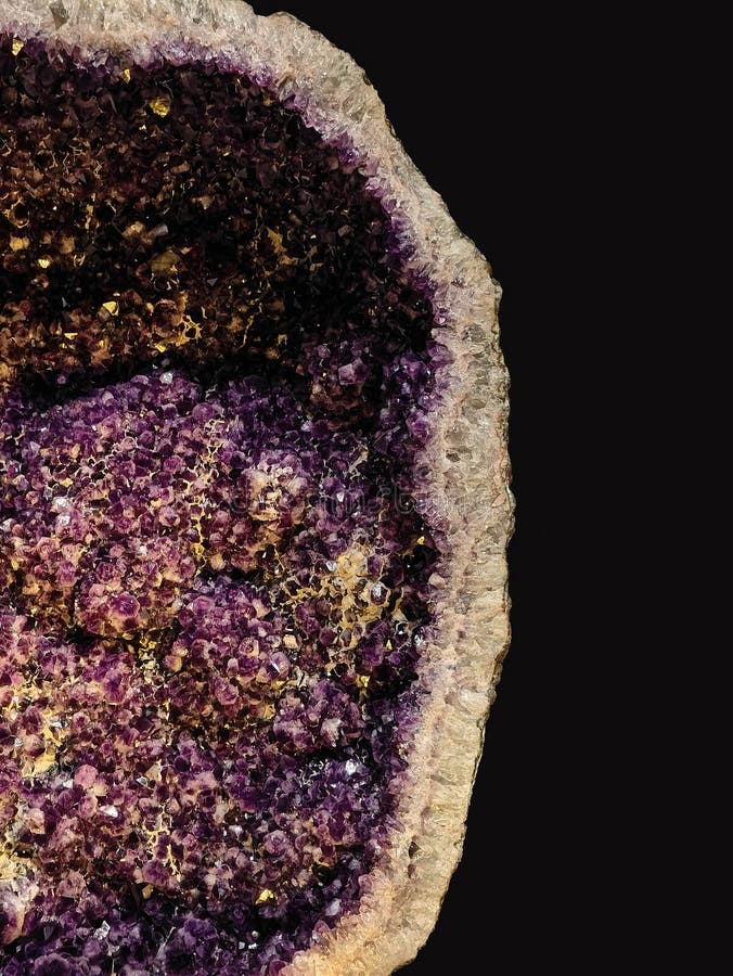 Close-Up View of Amethyst Quartz in Geode on Dark Background Stock ...