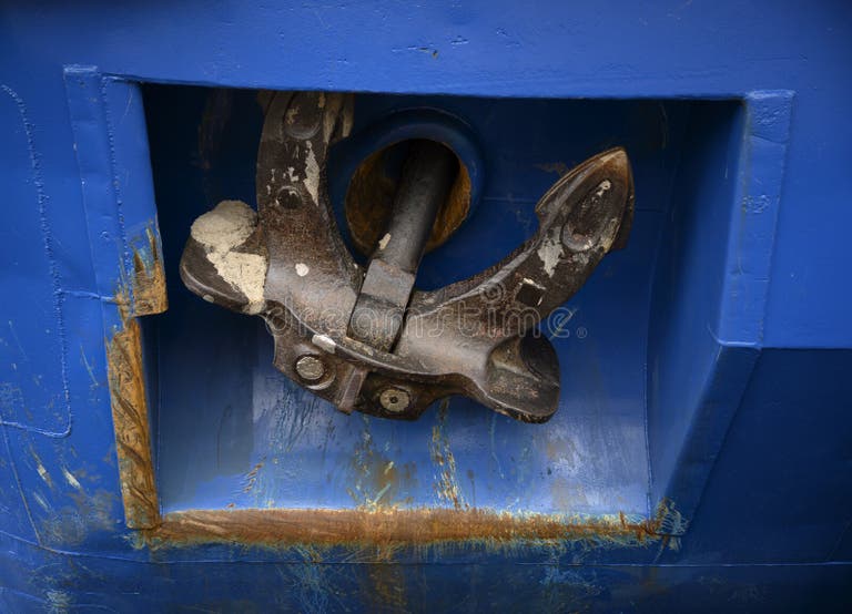 A Close-up View of an Anchor Fixed in a Niche on Board a Cargo Ship ...