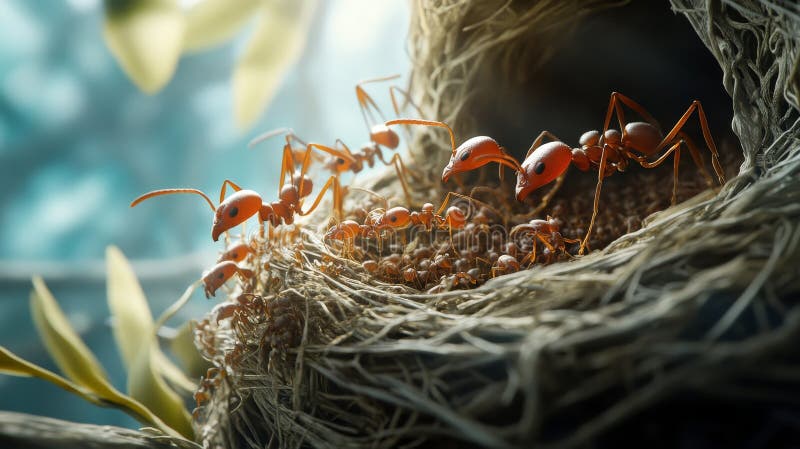 Close-up View of Ants Building a Nest in a Natural Setting Stock ...