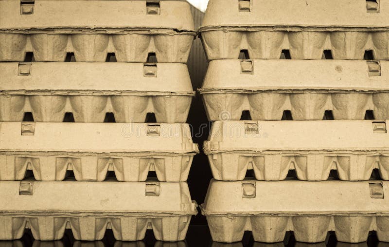 Close Up View of Arranged Carton Egg Boxes Stock Image - Image of beige ...