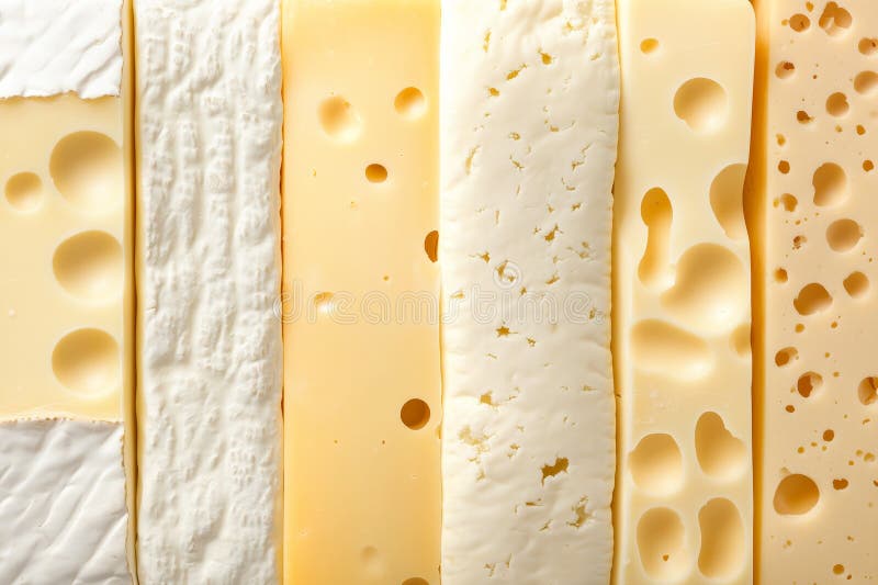 A Close-up View of Assorted Cheese Varieties Lined Up Together ...