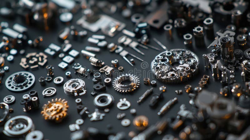 Close-Up View of Assorted Clockwork Mechanical Components and Gears on ...
