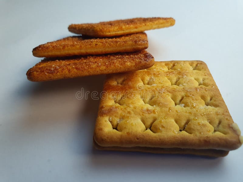 Close Up View of Assorted Crackers Snack Biscuit on White Background ...