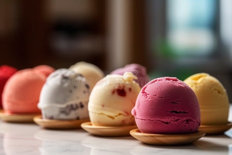 Close-up View of Assorted Ice Cream Scoops on the Table Stock ...