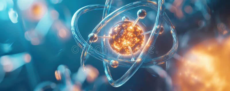 Close-up View of an Atom with Its Protons and Electrons in a Scientific ...