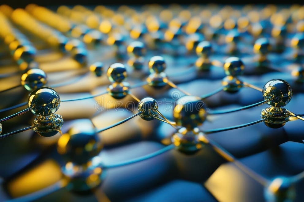 Close-up View of Atomic Structure Showcasing Interconnected Particles ...