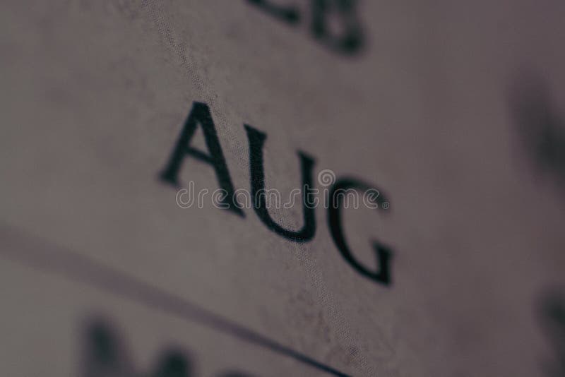 Close-up View of the August Month on the Calendar Stock Photo - Image ...