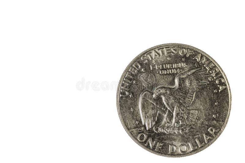 Close Up View of Back Side of One Dollar Coin Dated 1974. Stock Photo ...