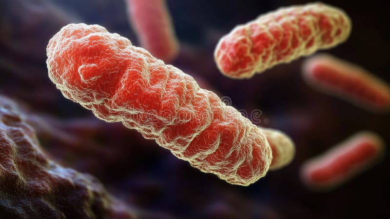Close-up View of Bacteria with Red and White Colors Under a Microscope ...