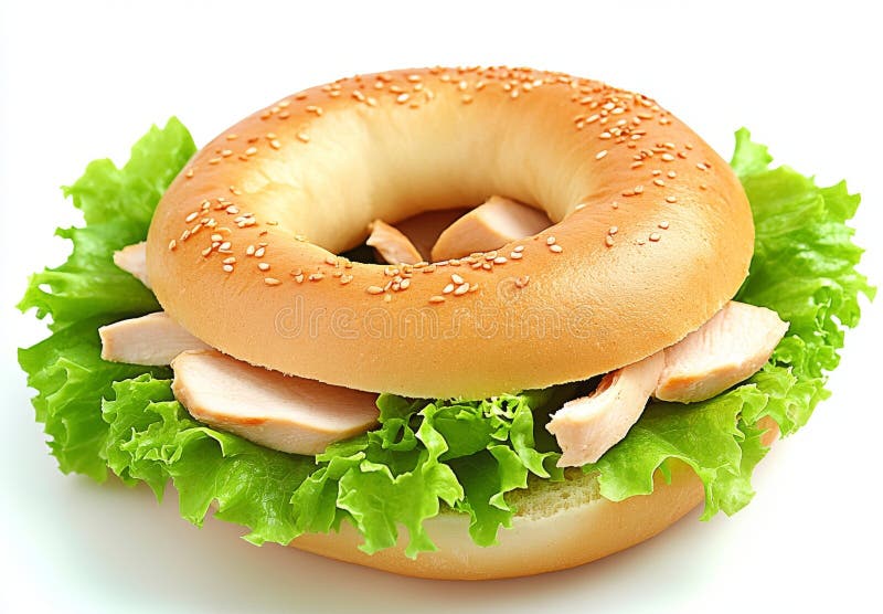 A Close-up View of a Bagel Filled with Melted Cheese and Fresh ...