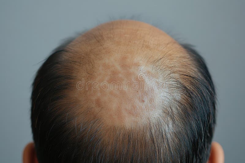 Close-up View of a Bald Head with a Patchy Scalp Stock Illustration ...