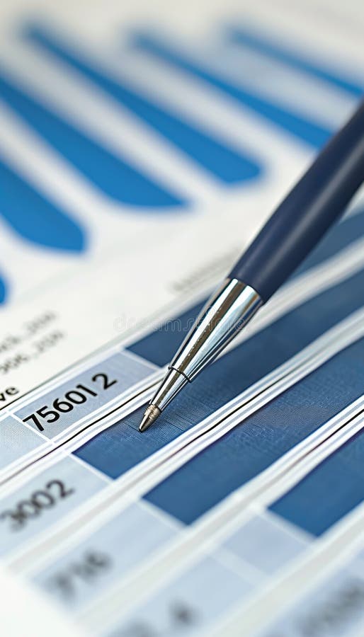 A Close-up View of a Ballpoint Pen Resting on Financial Paperwork with ...