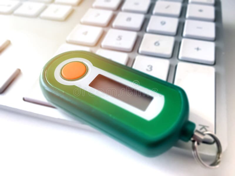 Close-up View of a Bank Code Generator on a Computer Keyboard Stock ...