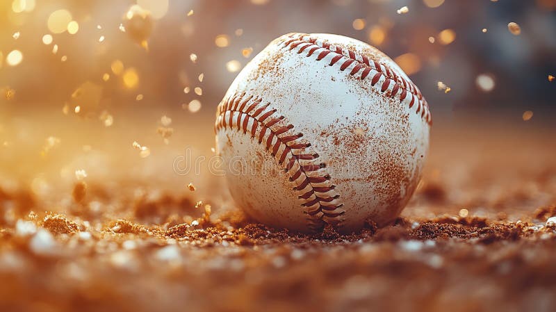 A Close-up View of a Baseball Rolling on the Field with Blurred ...