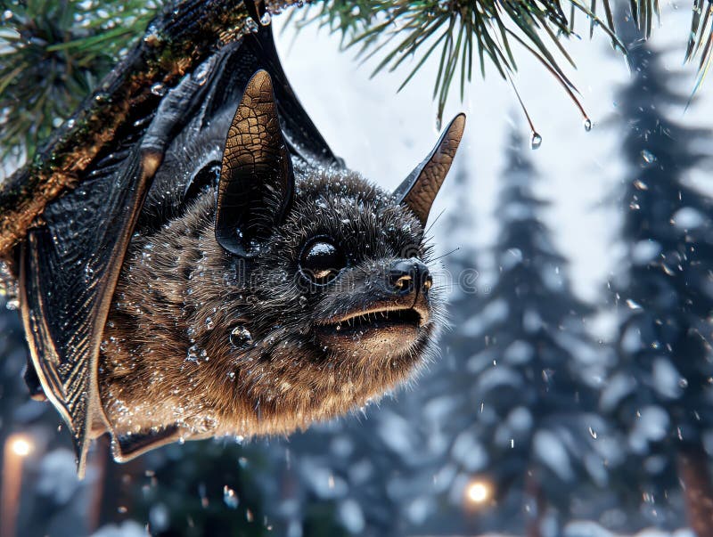 Close-up View of a Bat Hanging Upside Down in Stock Image - Image of ...
