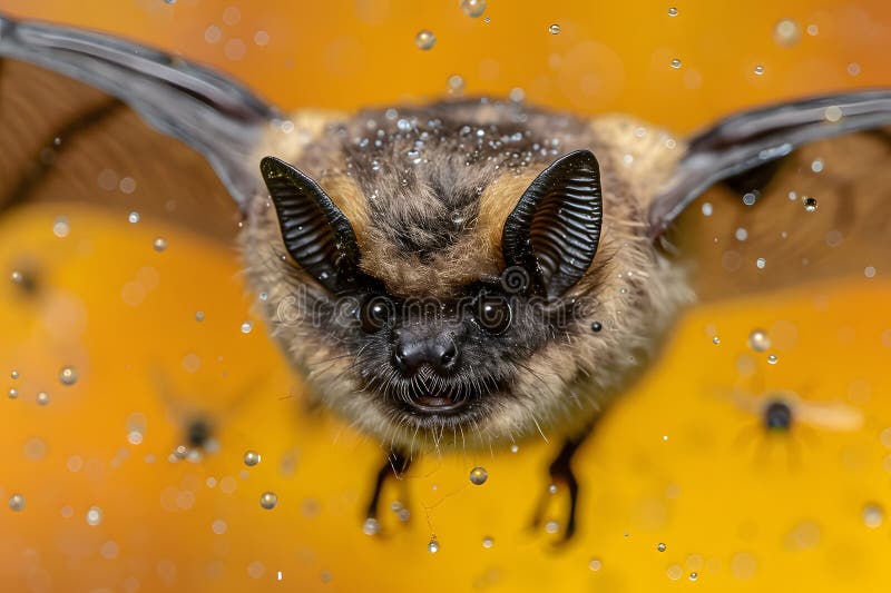 Bat Resting on Yellow Surface Generative AI Stock Illustration ...