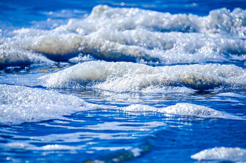 Close Up View of Beautiful Blue Ocean Wave with White Foam Stock Photo ...