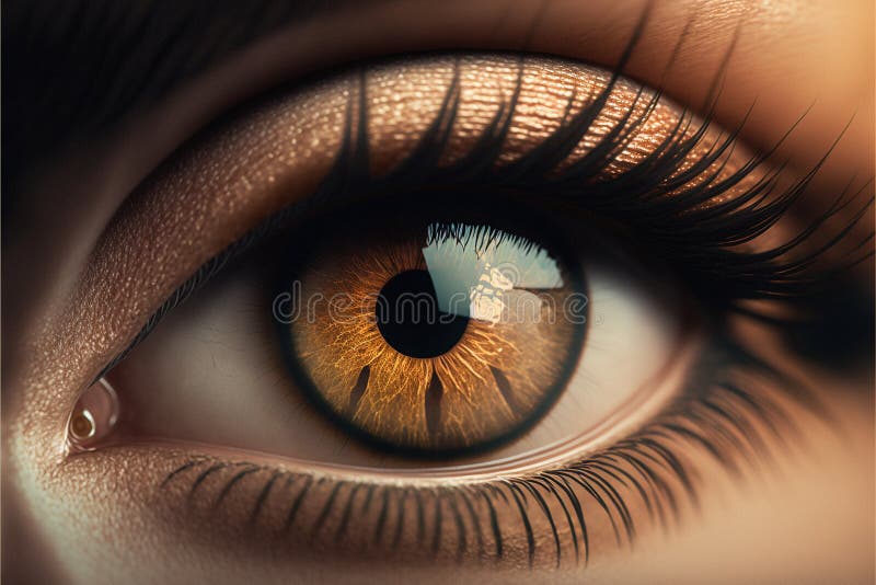 Close Up View of a Beautiful Eye with Long Lashes Stock Illustration ...