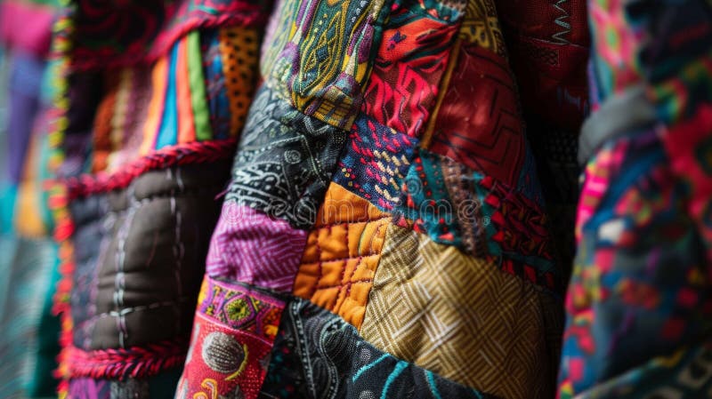 Close Up View of a Beautiful Hand Sewn Patchwork Cape Displayed in ...