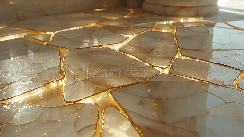 A Close-up View of a Beautifully Restored Floor Using Kintsugi, with ...