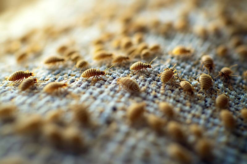 Bed Bugs Crawling on Fabric Surface: Pest Infestation Close-up Stock ...