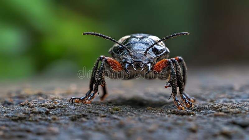 Close-up View of a Beetle on a Textured Surface in Natural Environment ...