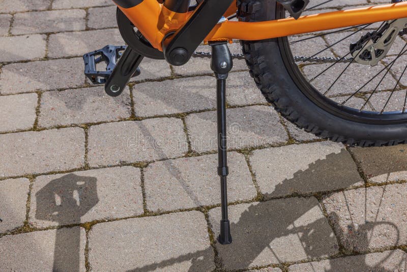 Close-up View of Bicycle Standing on Path with Help of Bicycle Stand ...