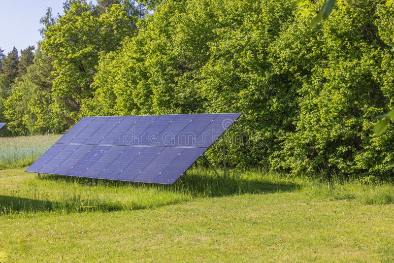 Close-up View of Big Solar Panel Installed on Ground. Stock Photo ...
