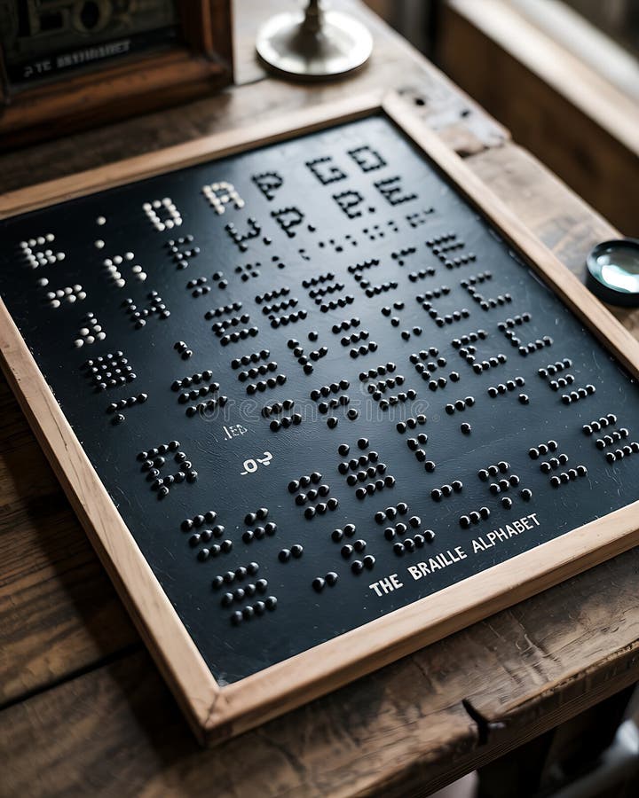Braille Alphabet Chart with Raised Dots on Black Board Stock ...