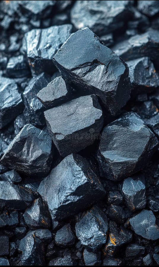 Close-up View of Black Coal Pieces Stacked Together in Natural Setting ...