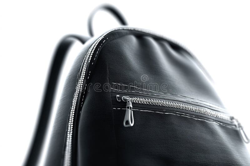 Black Leather Backpack with Prominent Zipper Detail Showcases Modern ...