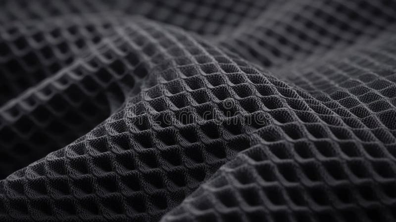 A Close-up View of a Black Mesh Fabric with a Repeating Diamond Pattern ...