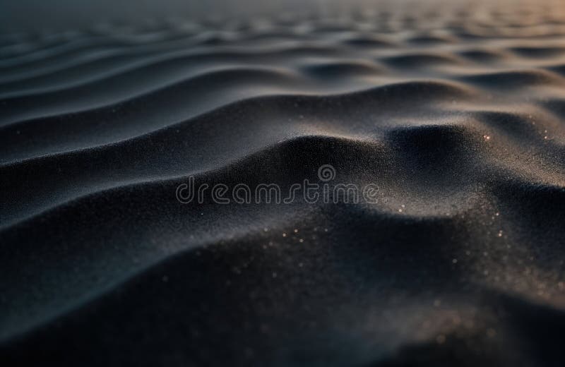 Close Up View of Black Sand Dune. Wavy Patterns, Texture of Sand ...