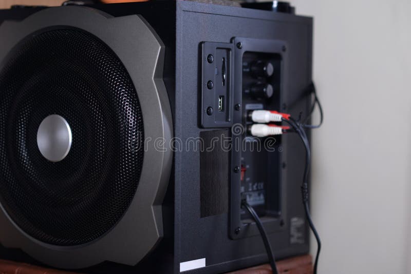 Close-up View of a Black Speaker with Control Panel and Audio ...