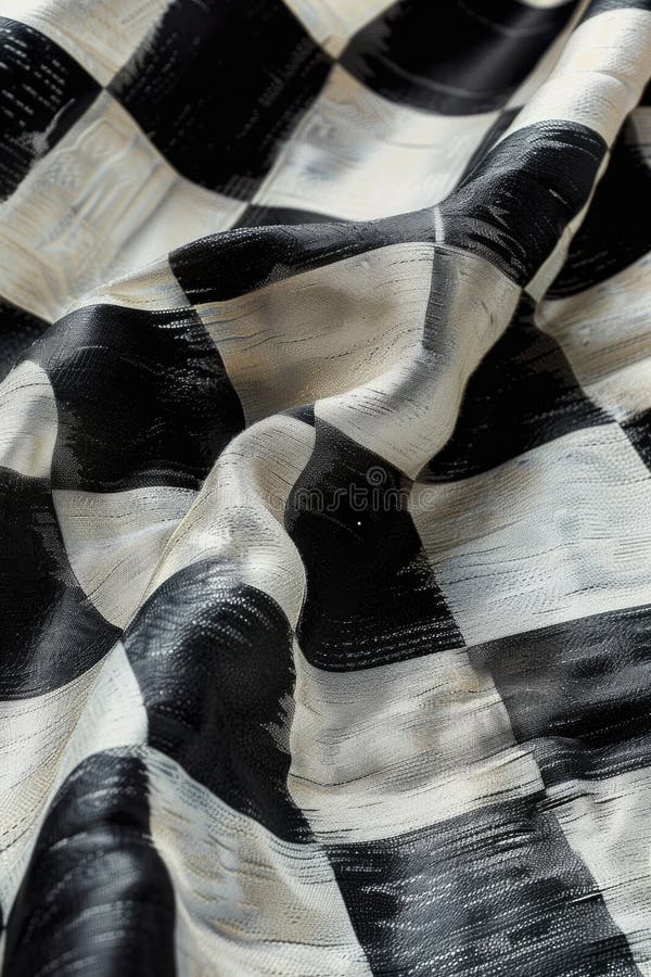 Close-up View of Black and White Checkered Fabric Texture Stock Photo ...