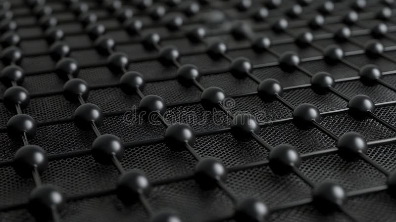 A Close-up View of a Black Wire Mesh with Evenly Spaced Black Spheres ...